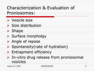 PRONIOSOMES- A NOVEL VESICULAR DRUG DELIVERY SYSTEM | PPT