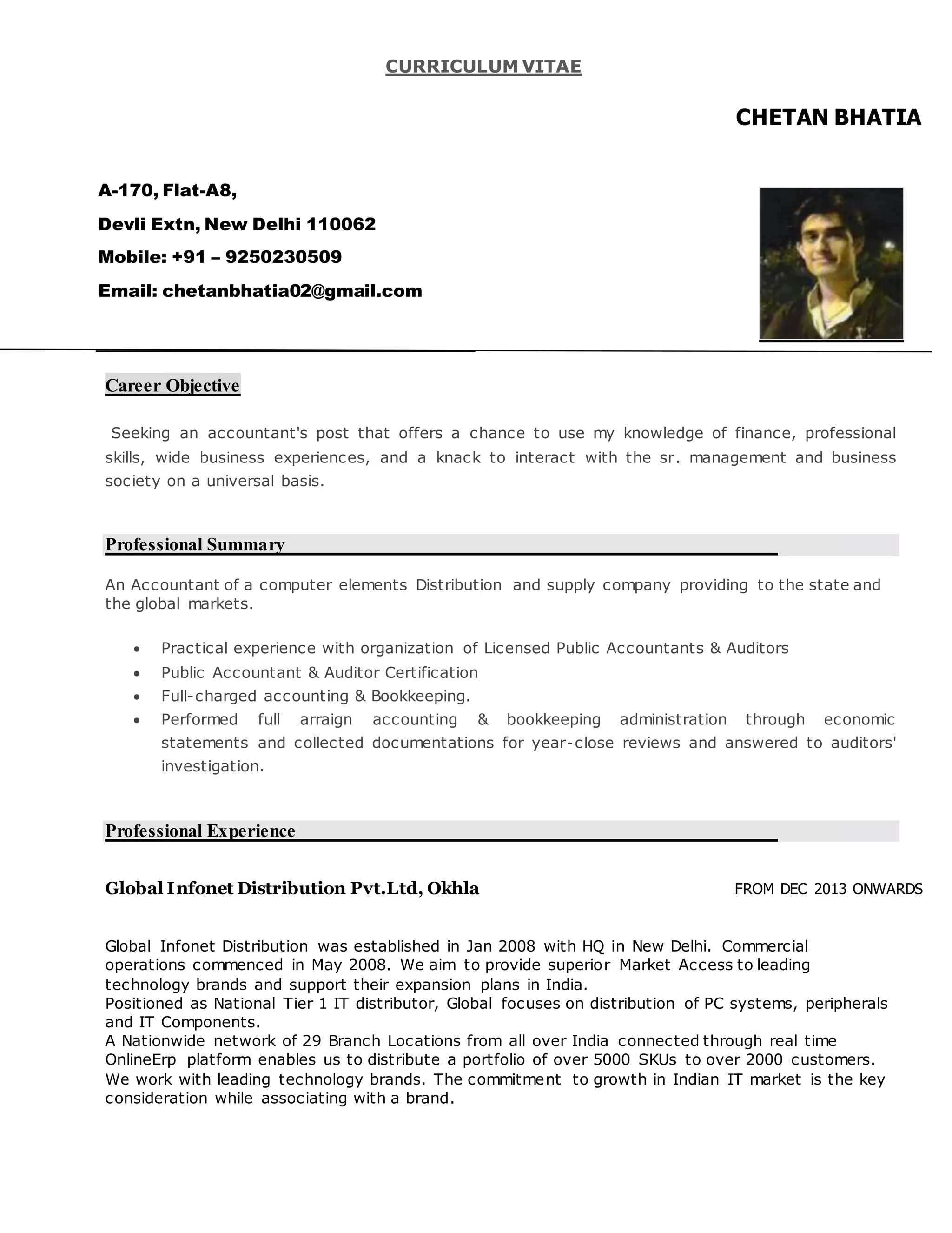 chetan resume (1) | DOCX | Business Accounting & Finance | Business