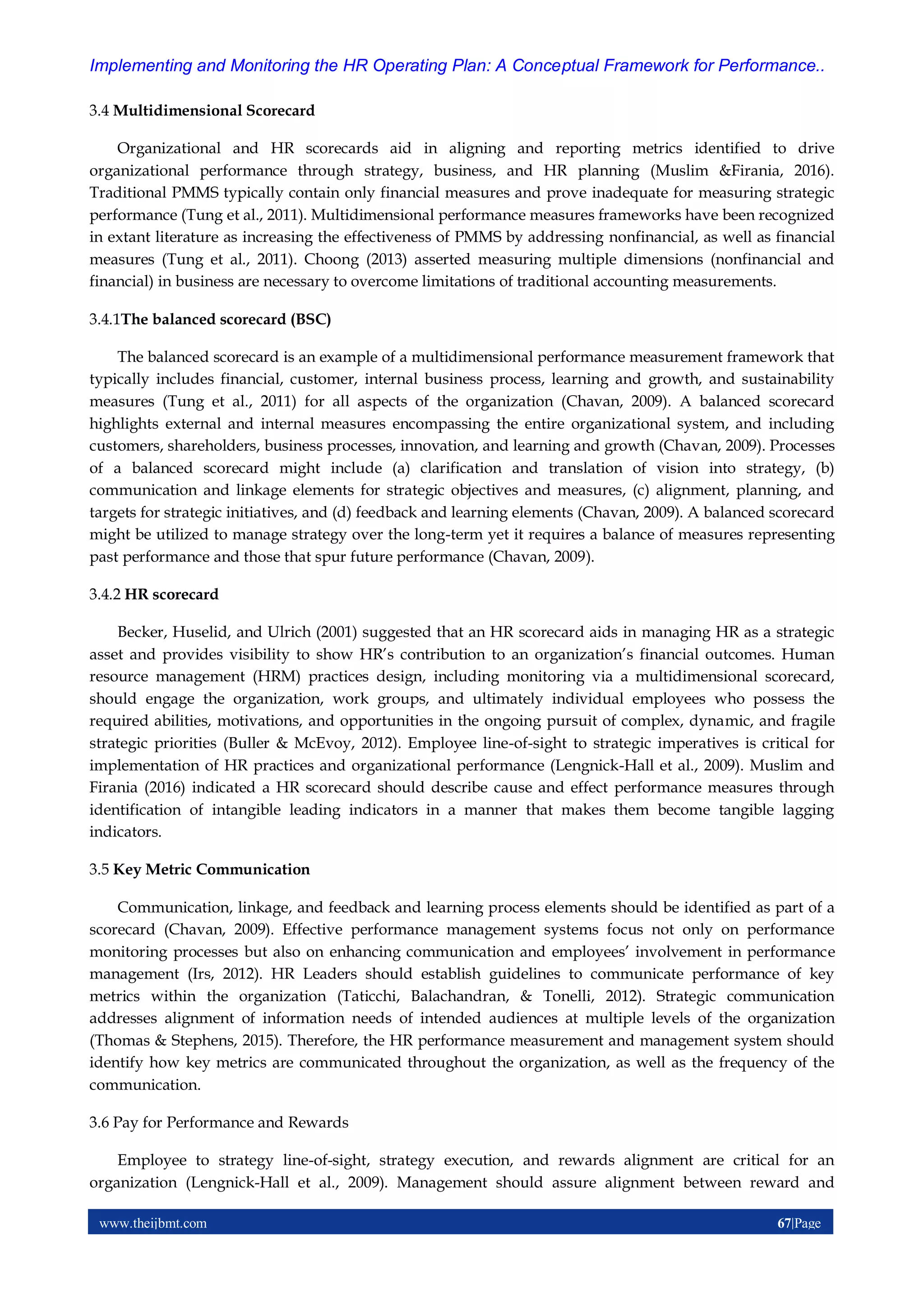 Implementing and Monitoring the HR Operating Plan: A Conceptual ...