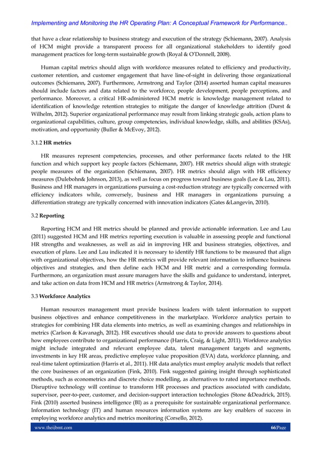 Implementing and Monitoring the HR Operating Plan: A Conceptual ...