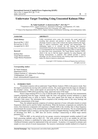 Underwater Target Tracking Using Unscented Kalman Filter | PDF | Digital Audio | Computer ...