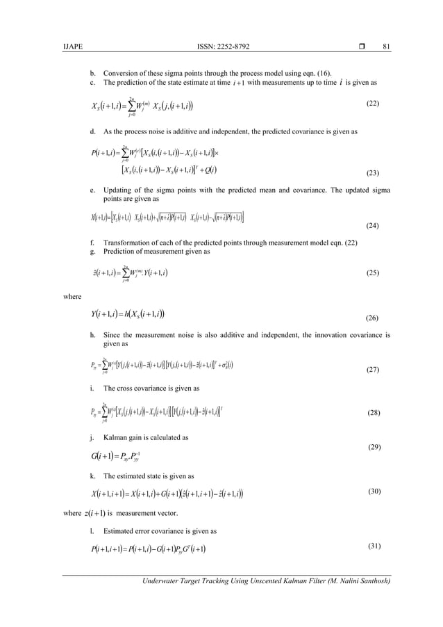 Underwater Target Tracking Using Unscented Kalman Filter Pdf Digital Audio Computer