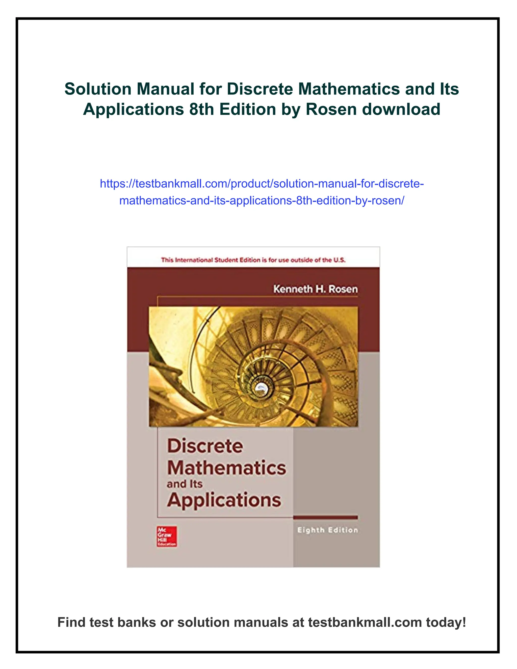 Solution Manual for Discrete Mathematics and Its Applications 8th Edition by Rosen | PDF