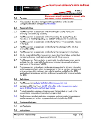 Iso 13485 Quality Manual Example