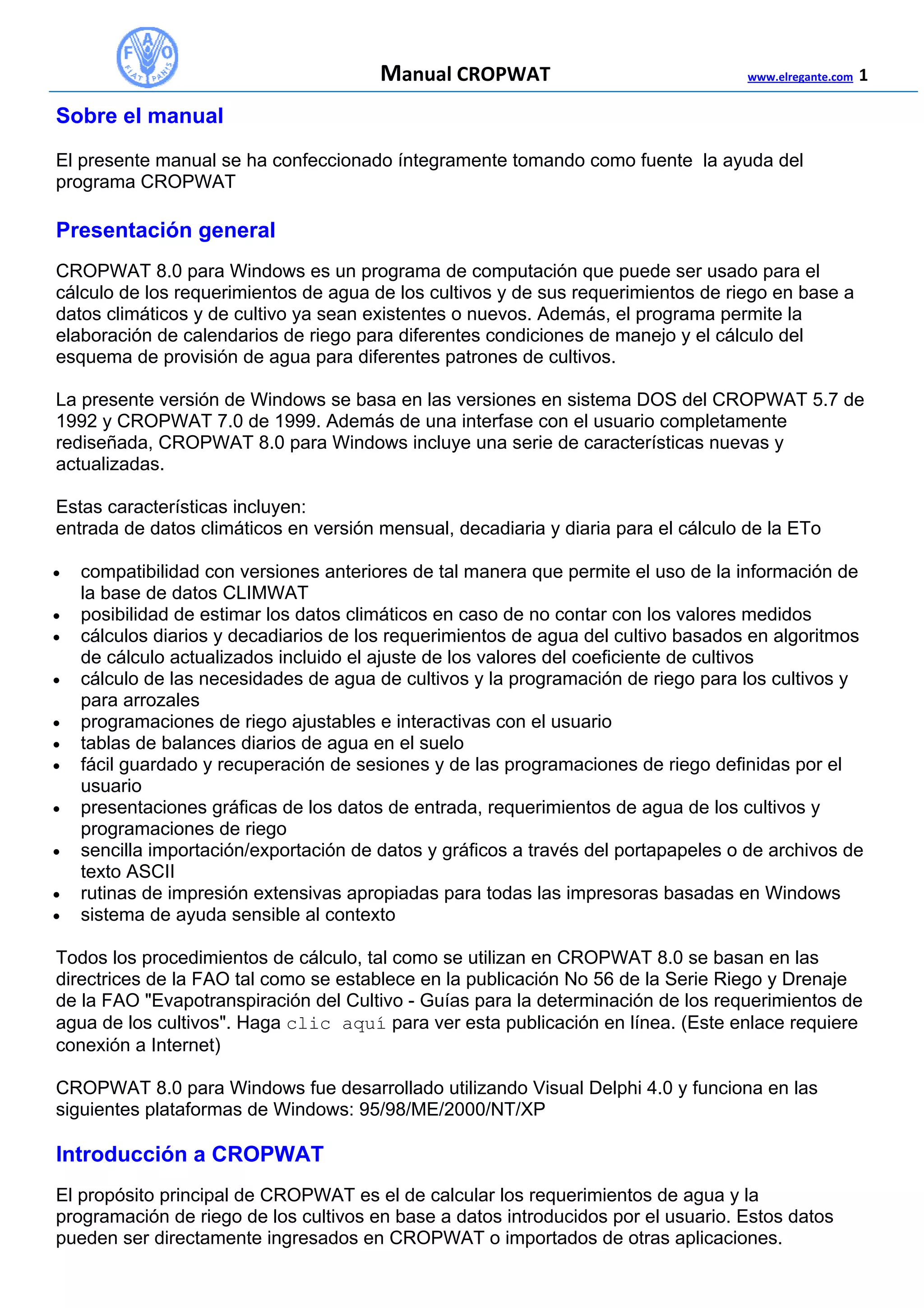 134972577 manual-cropwat-8-0-espanol | PDF