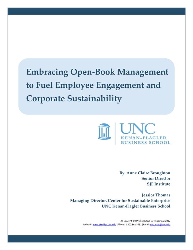Embracing Open–Book Management to Fuel Employee Engagement and Corporate Sustainability | PDF