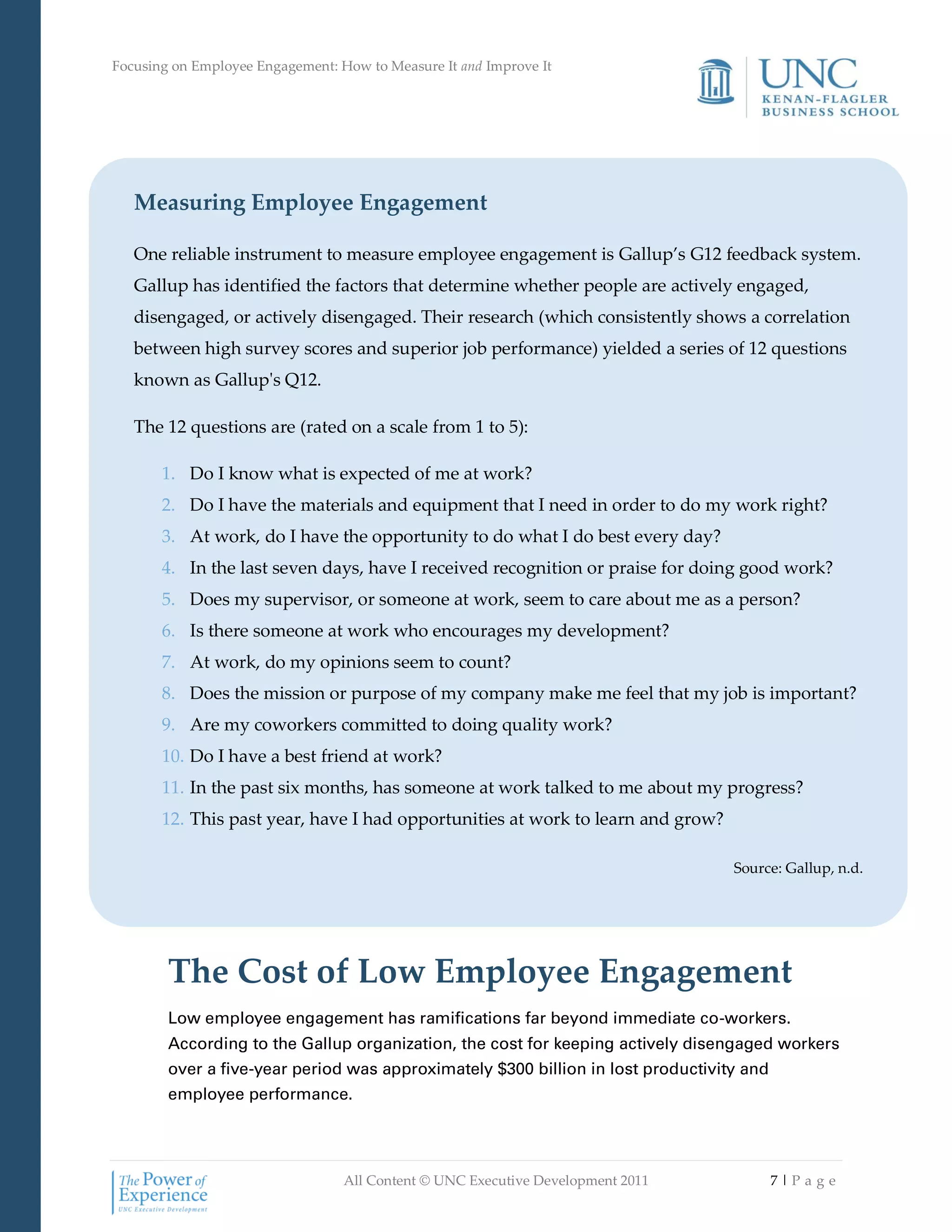 Focusing on Employee Engagement: How to Measure and Improve It | PDF