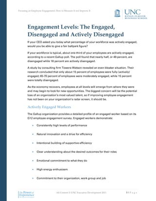 Focusing on Employee Engagement: How to Measure and Improve It | PDF