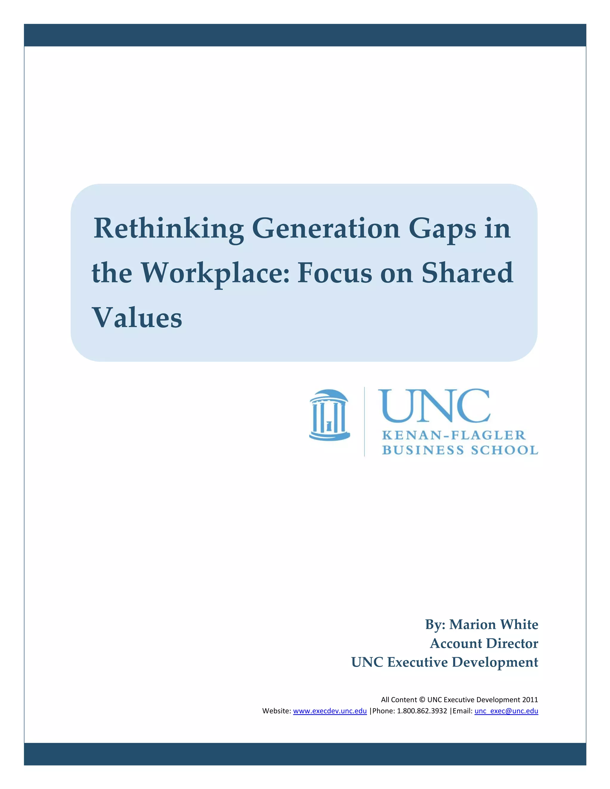 Rethinking Generation Gaps in the Workplace: Focus on Shared Values | PDF