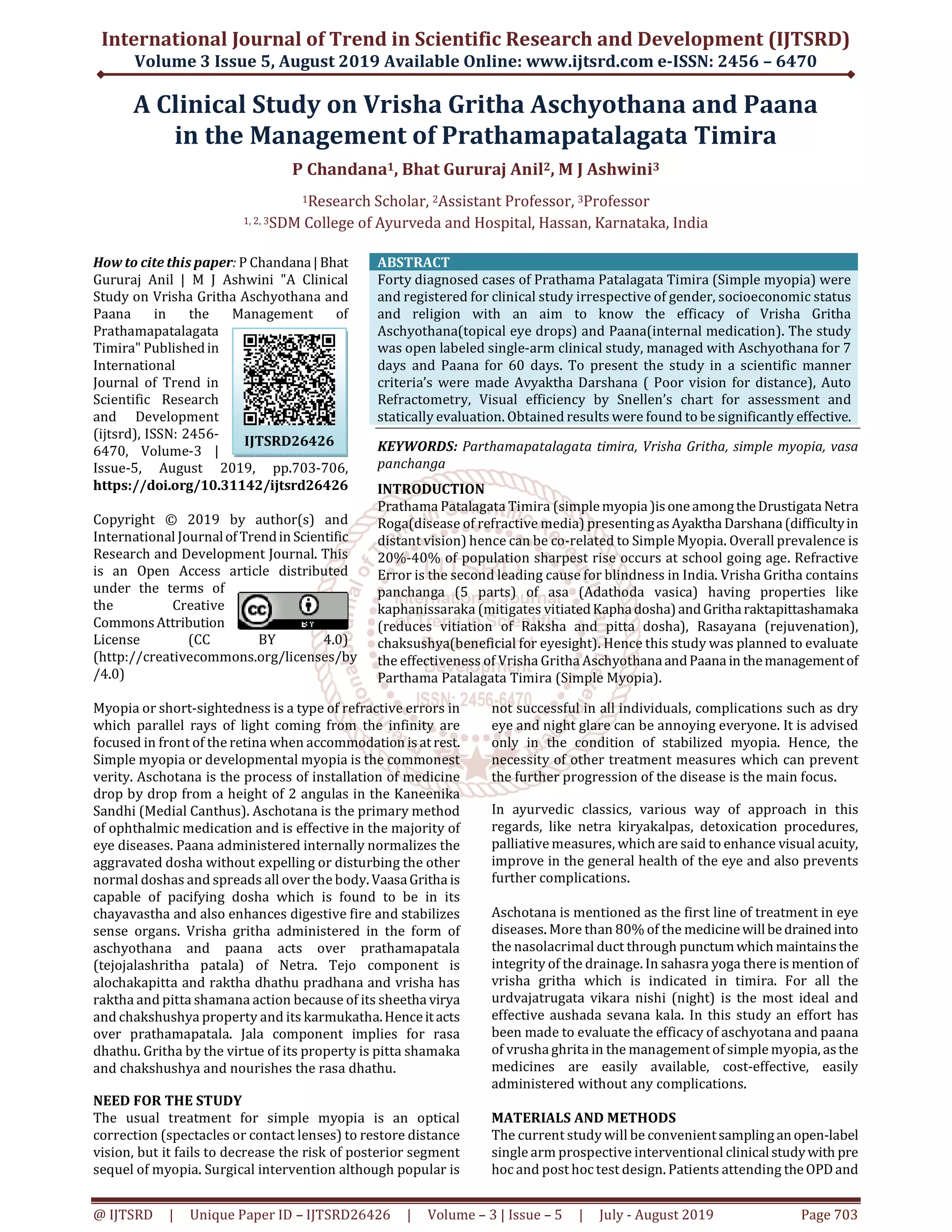 A Clinical Study on Vrisha Gritha Aschyothana and Paana in the ...