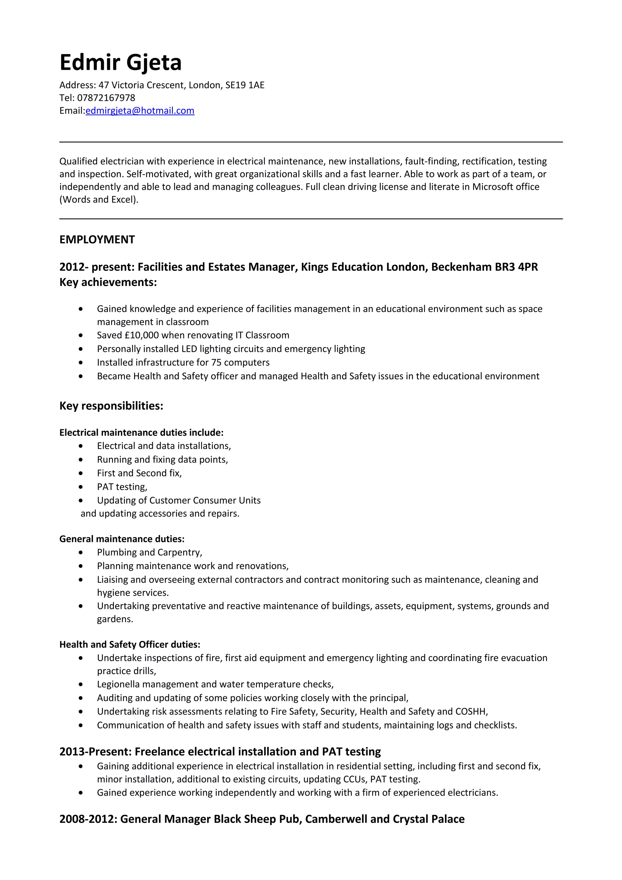 Edmir Gjeta -CV | DOC