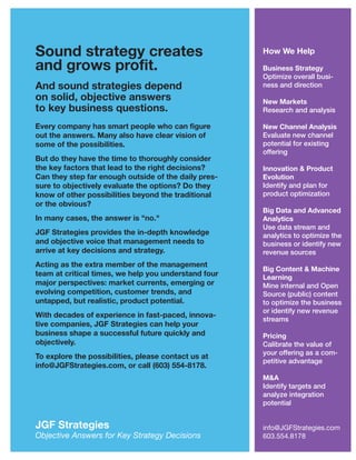 JGF Strategies Overview 2016 | PDF