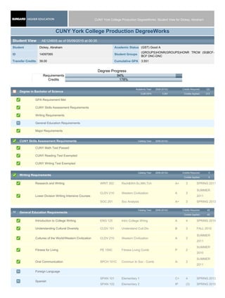 CUNY York College Production DegreeWorks (5-9-2015) | PDF