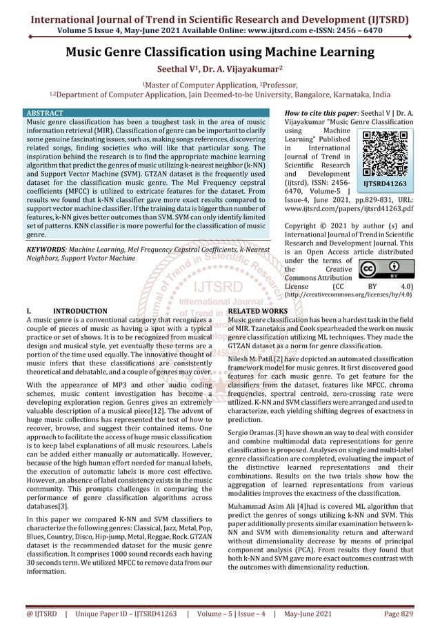 Music Genre Classification using Machine Learning | PDF