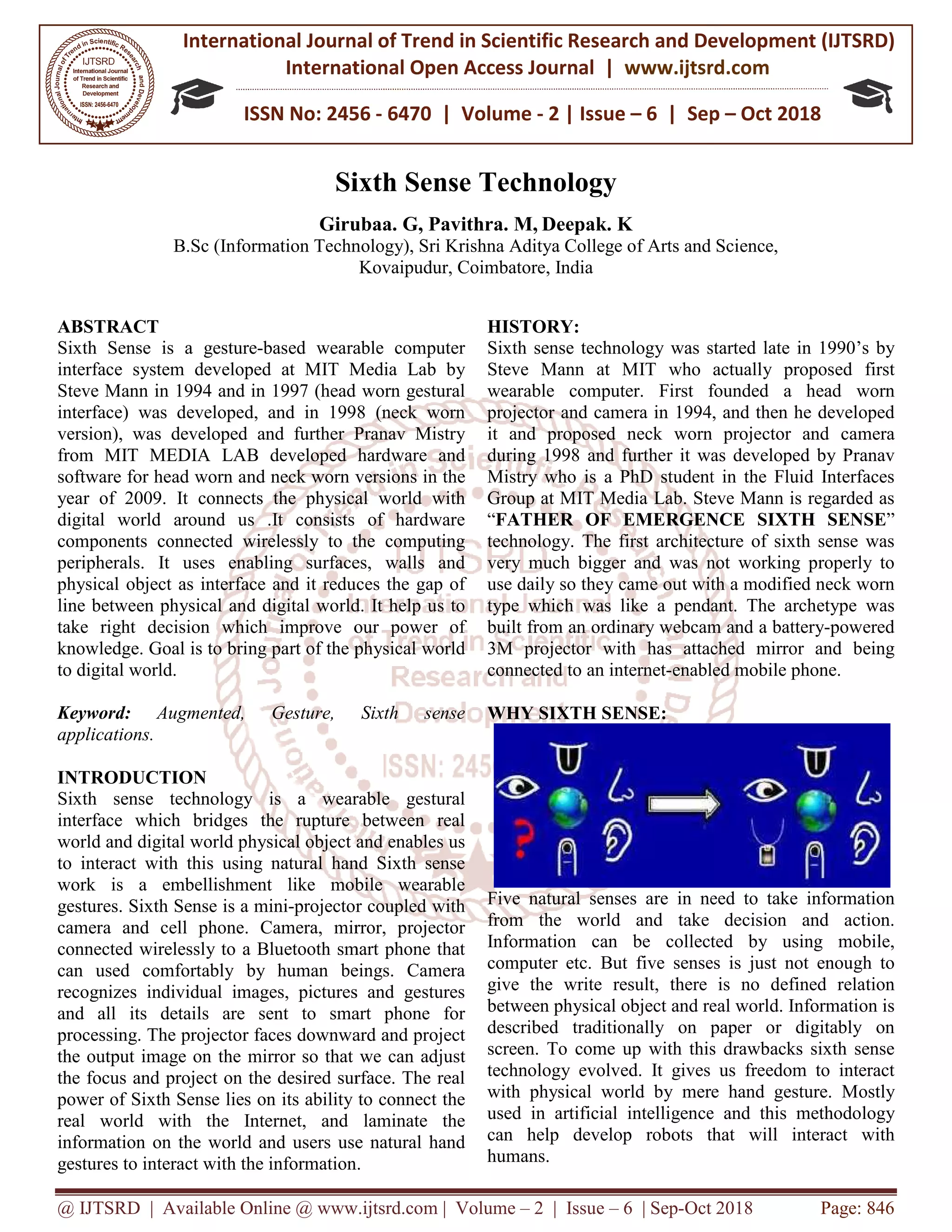 Sixth Sense Technology | PDF