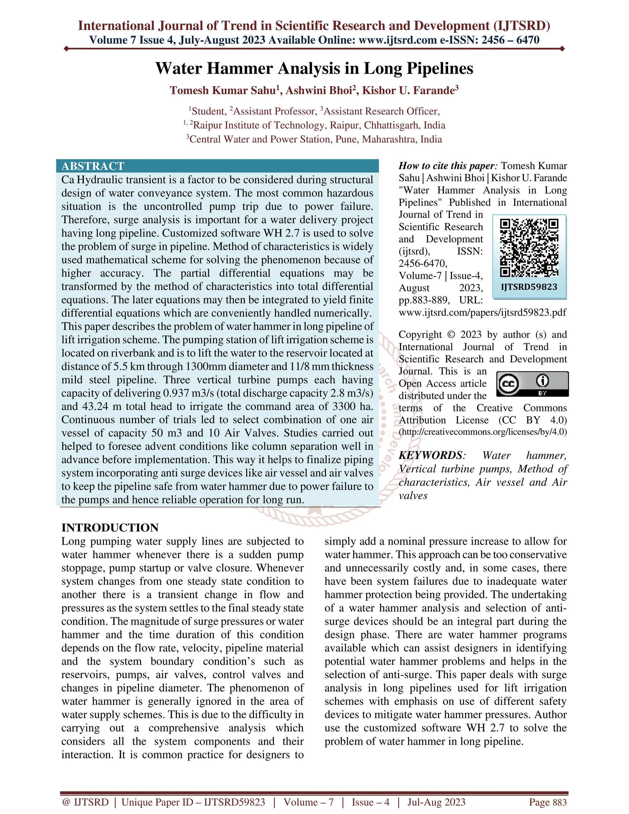 Water Hammer Analysis in Long Pipelines | PDF