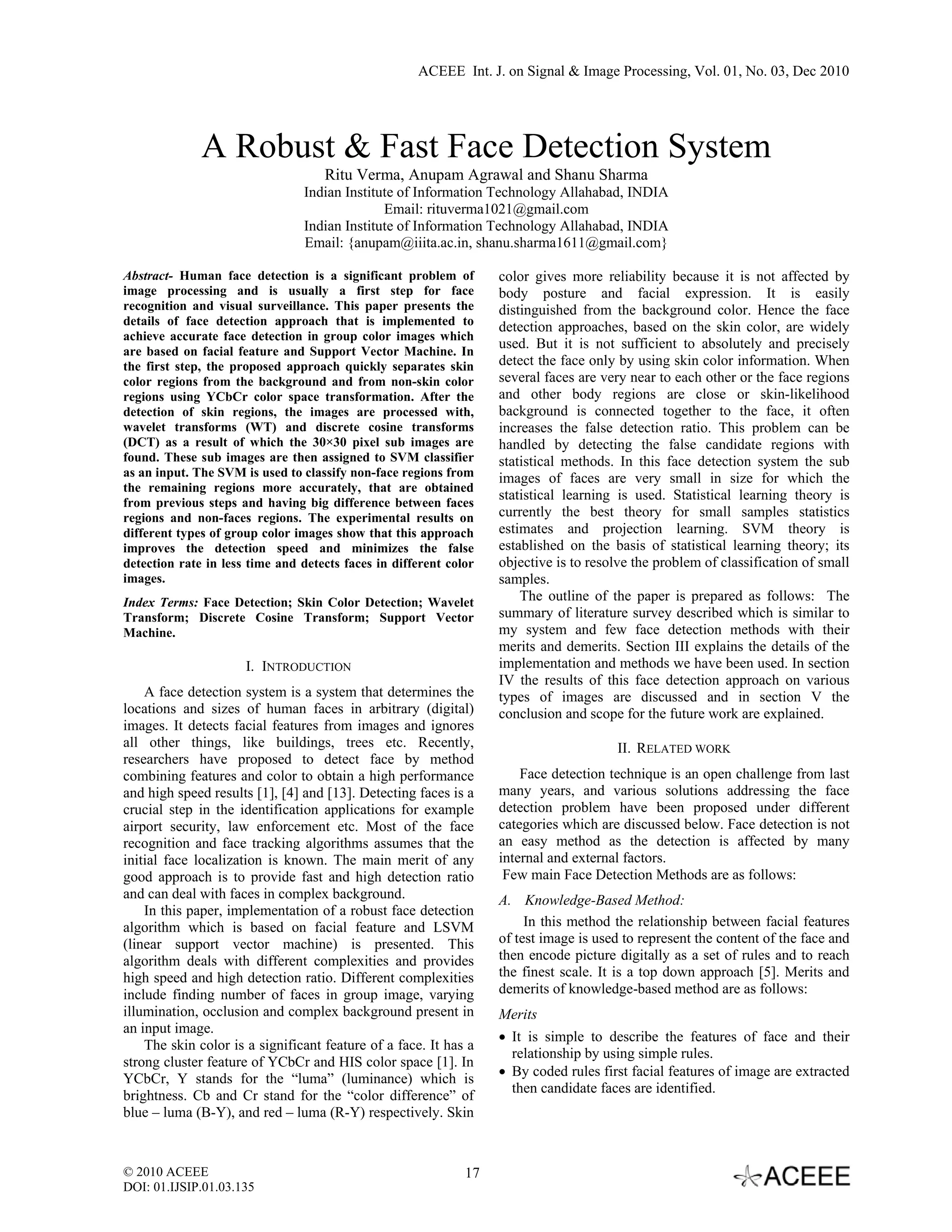 A Robust And Fast Face Detection System Pdf