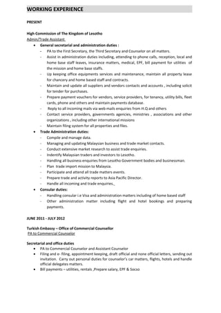 Working Experience Updated on 21st Sept 2015 | PDF