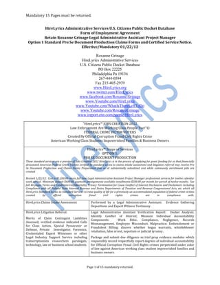 012212 Retain Roxanne Grinage Legal Administrative Assistant HireLyrics Pro Se Document ...