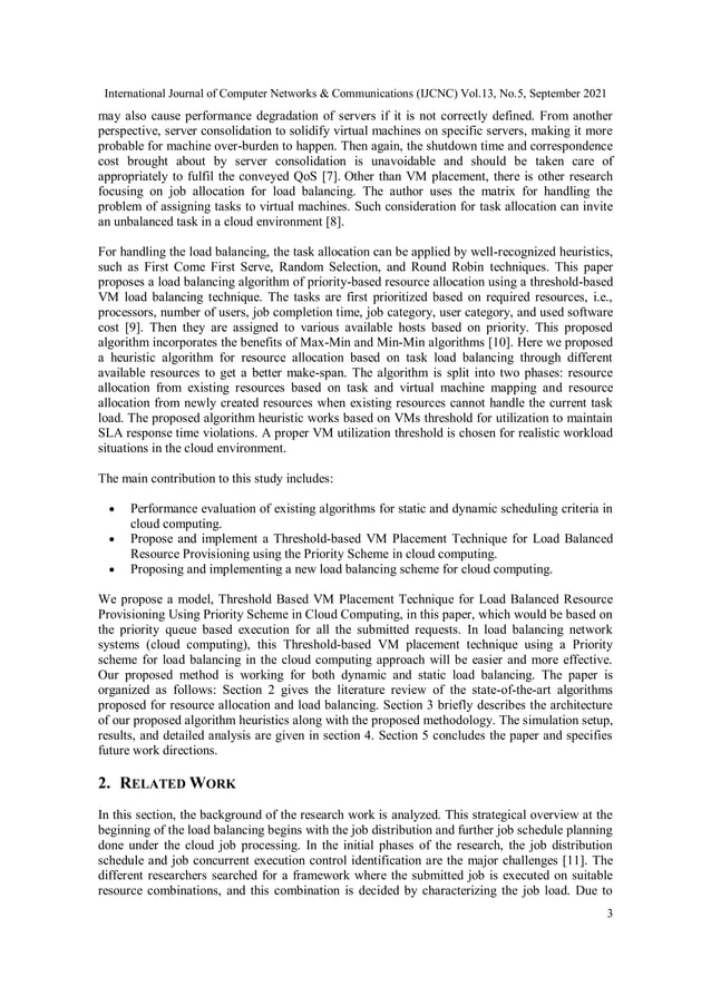THRESHOLD BASED VM PLACEMENT TECHNIQUE FOR LOAD BALANCED RESOURCE PROVISIONING USING PRIORITY ...