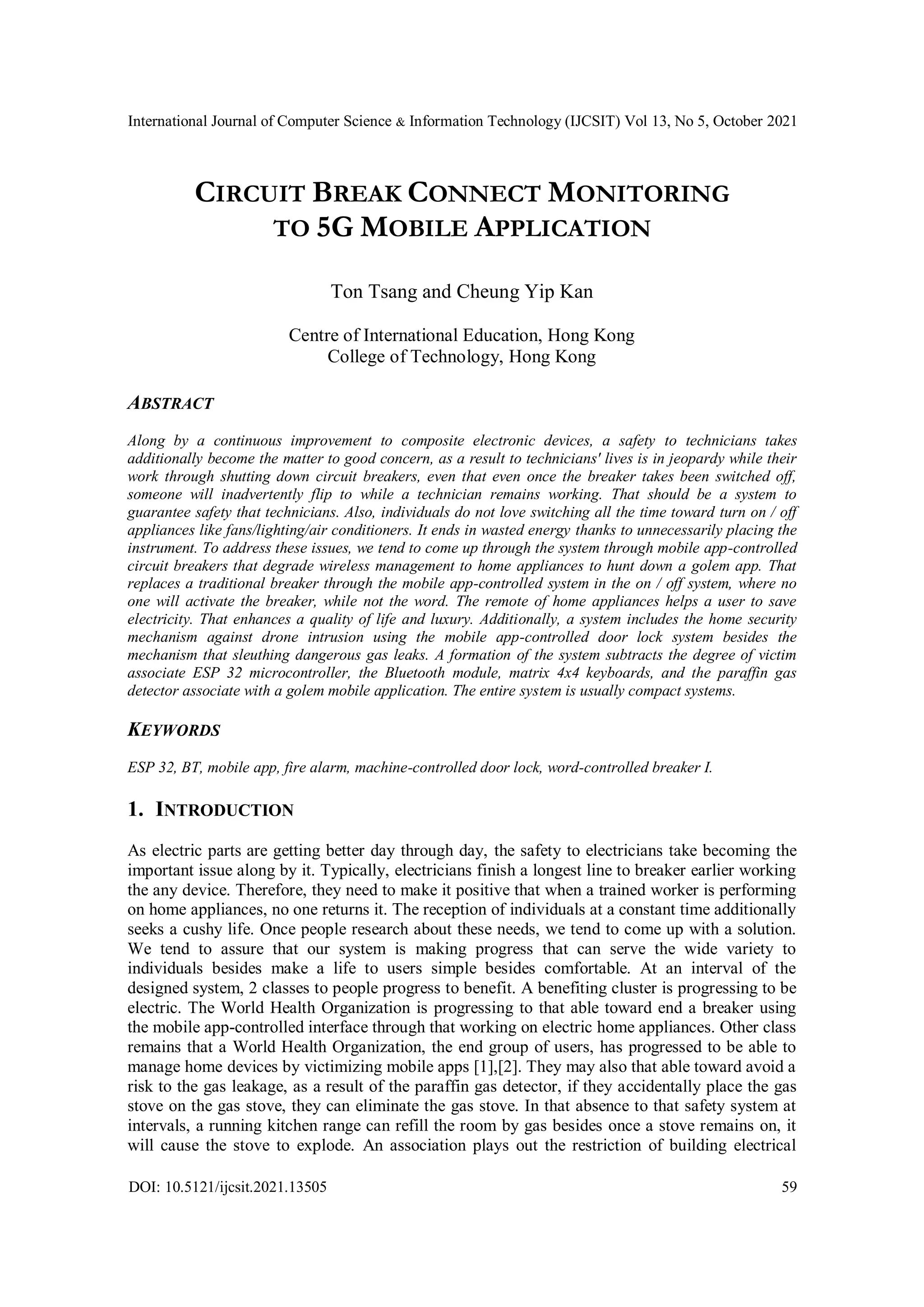 CIRCUIT BREAK CONNECT MONITORING TO 5G MOBILE APPLICATION | PDF