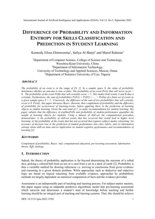 DIFFERENCE OF PROBABILITY AND INFORMATION ENTROPY FOR SKILLS ...