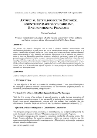 ARTIFICIAL INTELLIGENCE TO OPTIMIZE COUNTRIES’ MACROECONOMIC AND ENVIRONMENTAL PROGRAMS | PDF