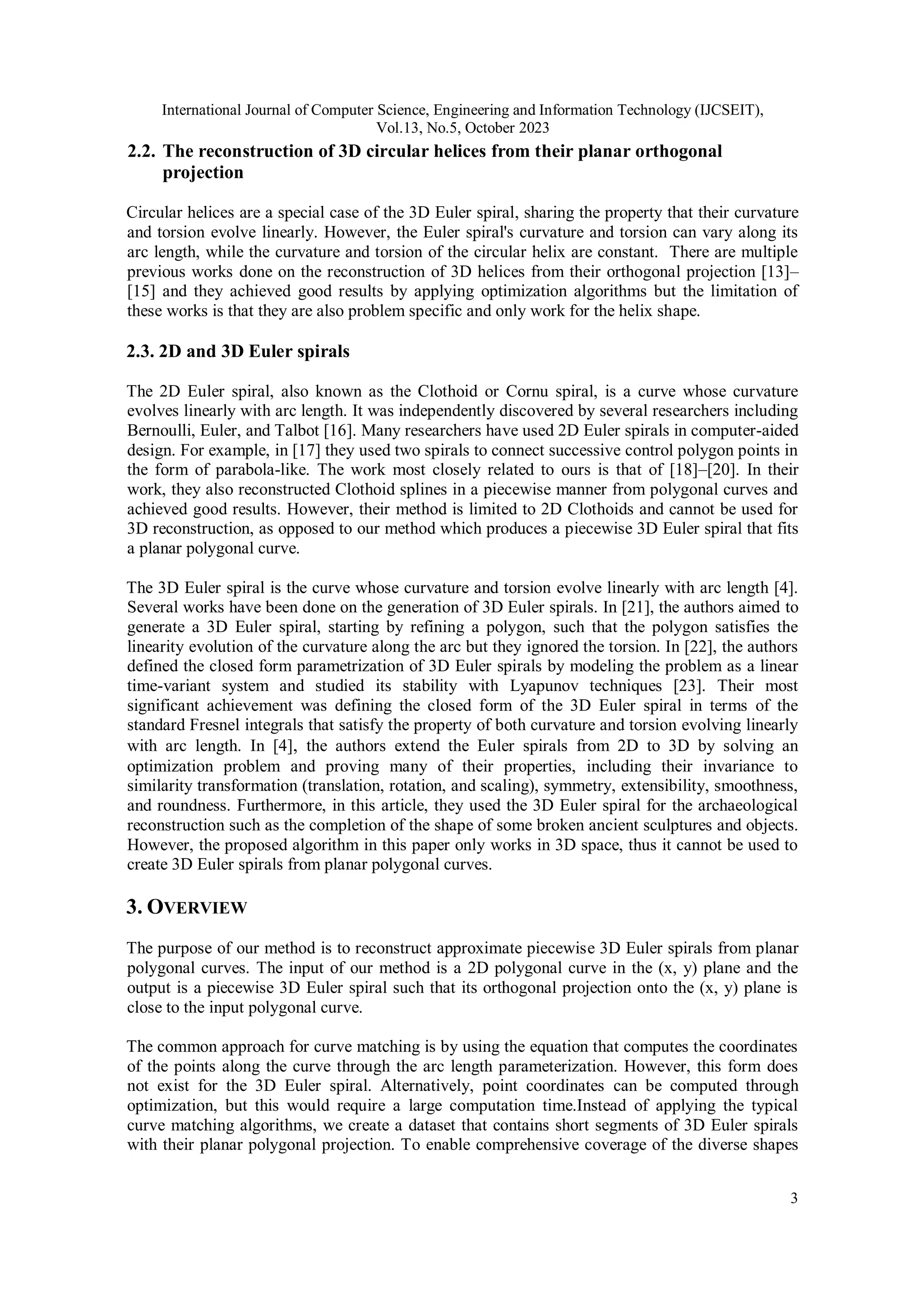 PIECEWISE RECONSTRUCTION OF 3D EULER SPIRALS FROM PLANAR POLYGONAL CURVES | PDF | 3-D Graphics ...