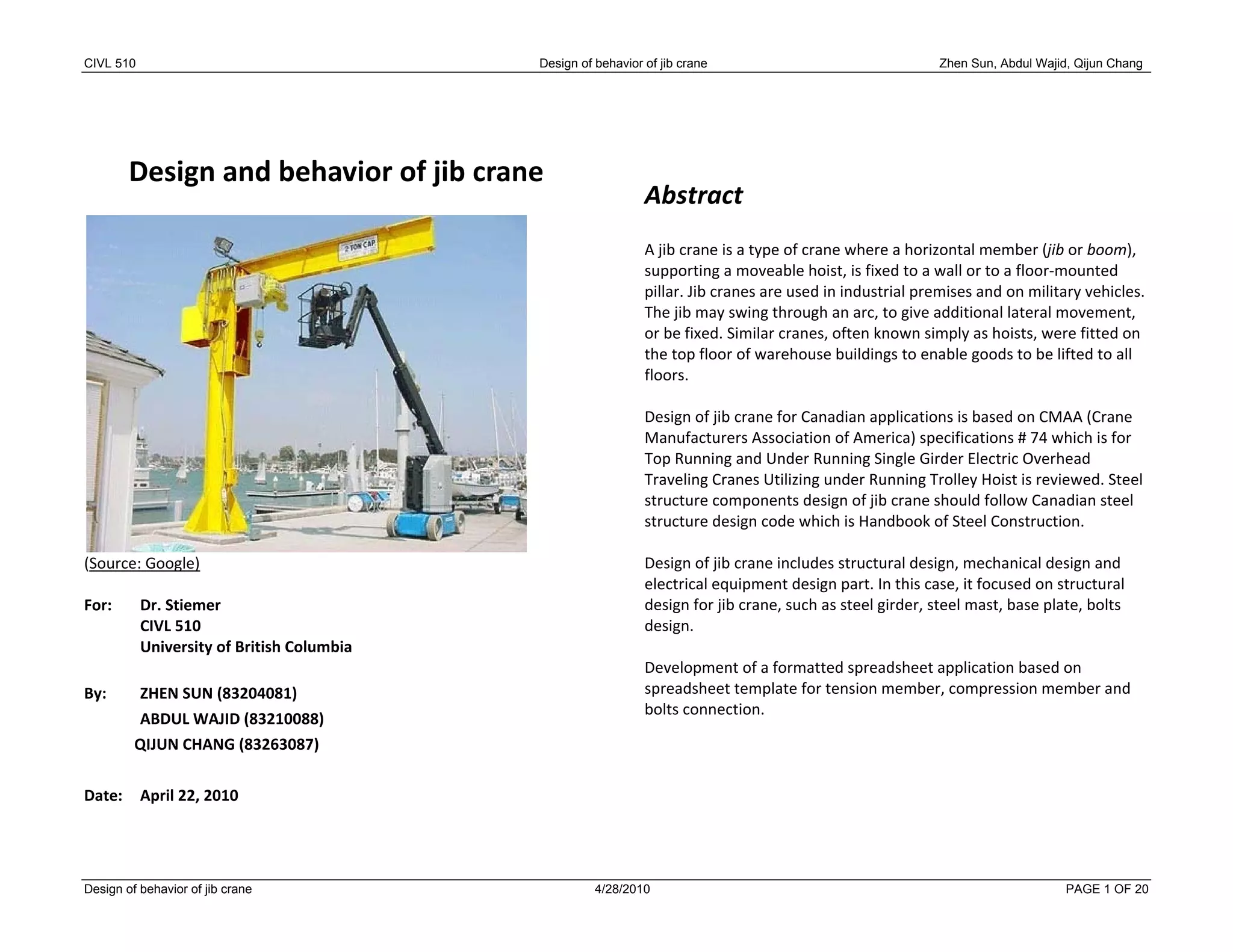 Design-and-Behavior-of-Jib-Cranes | PDF