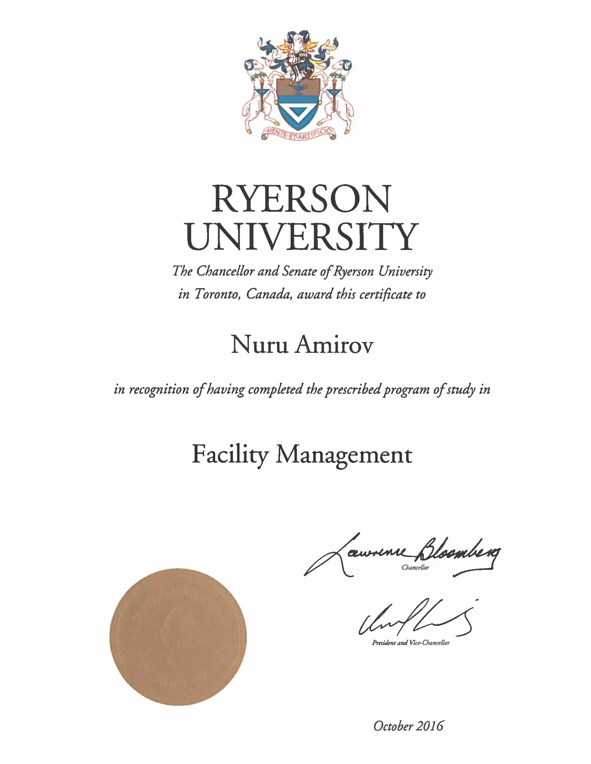 Facility Management certificate RU | PDF