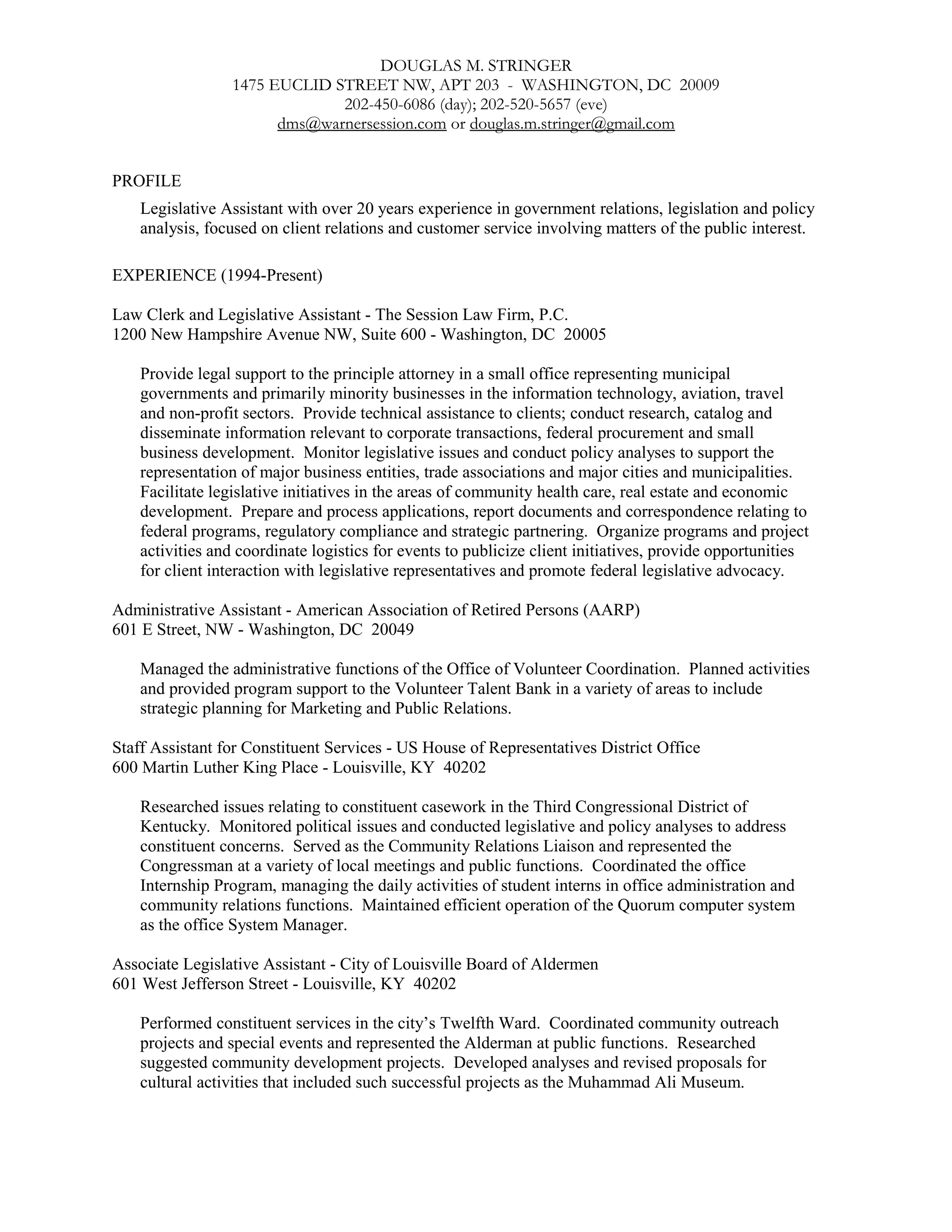 Douglas M Stringer Resume | DOC