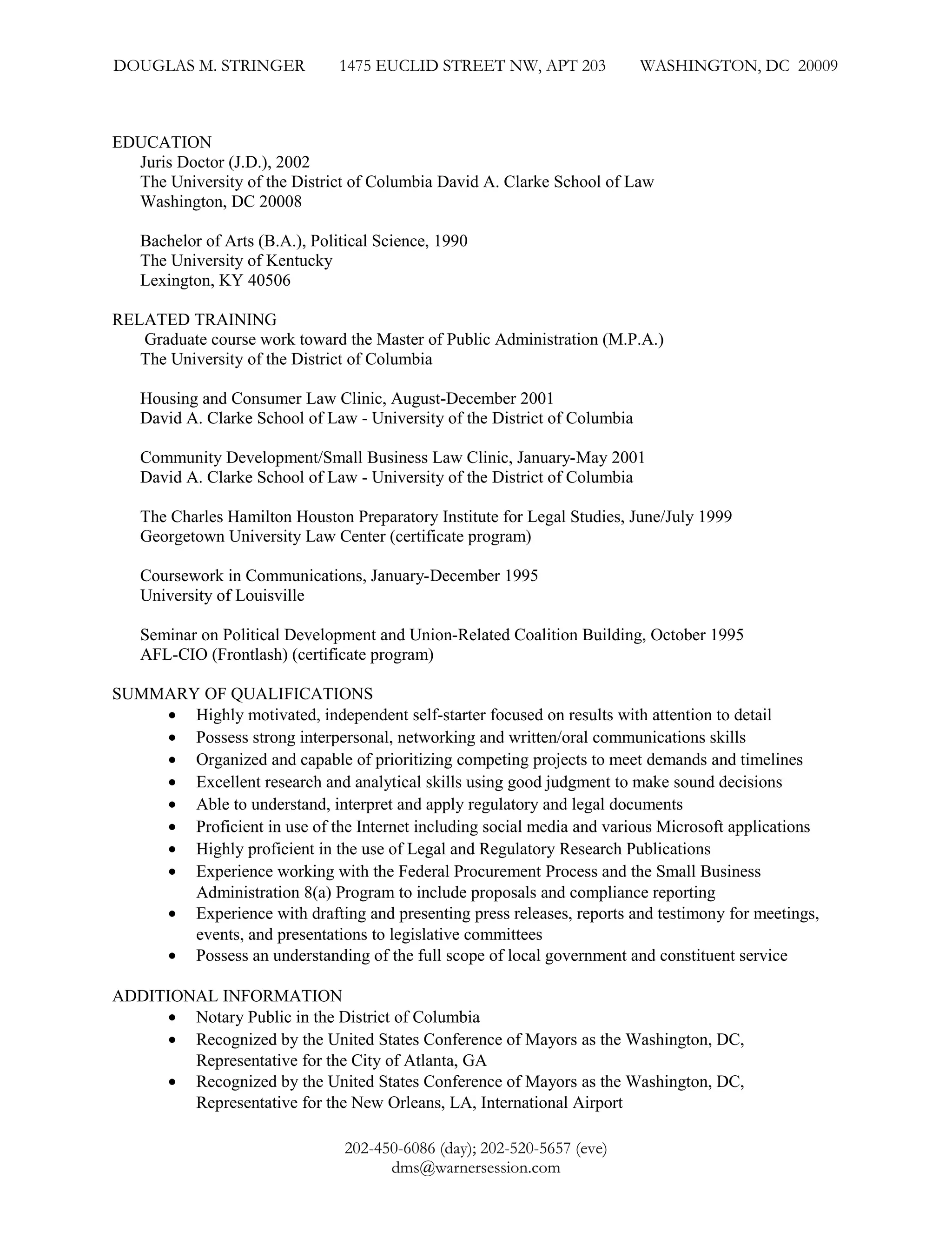 Douglas M Stringer Resume | DOC