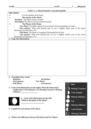 UNIT 02.-A SPACECRAFT CALLED EARTH (Worksheet) | PDF
