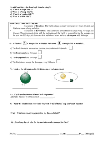 UNIT 02.-A SPACECRAFT CALLED EARTH (Worksheet) | PDF