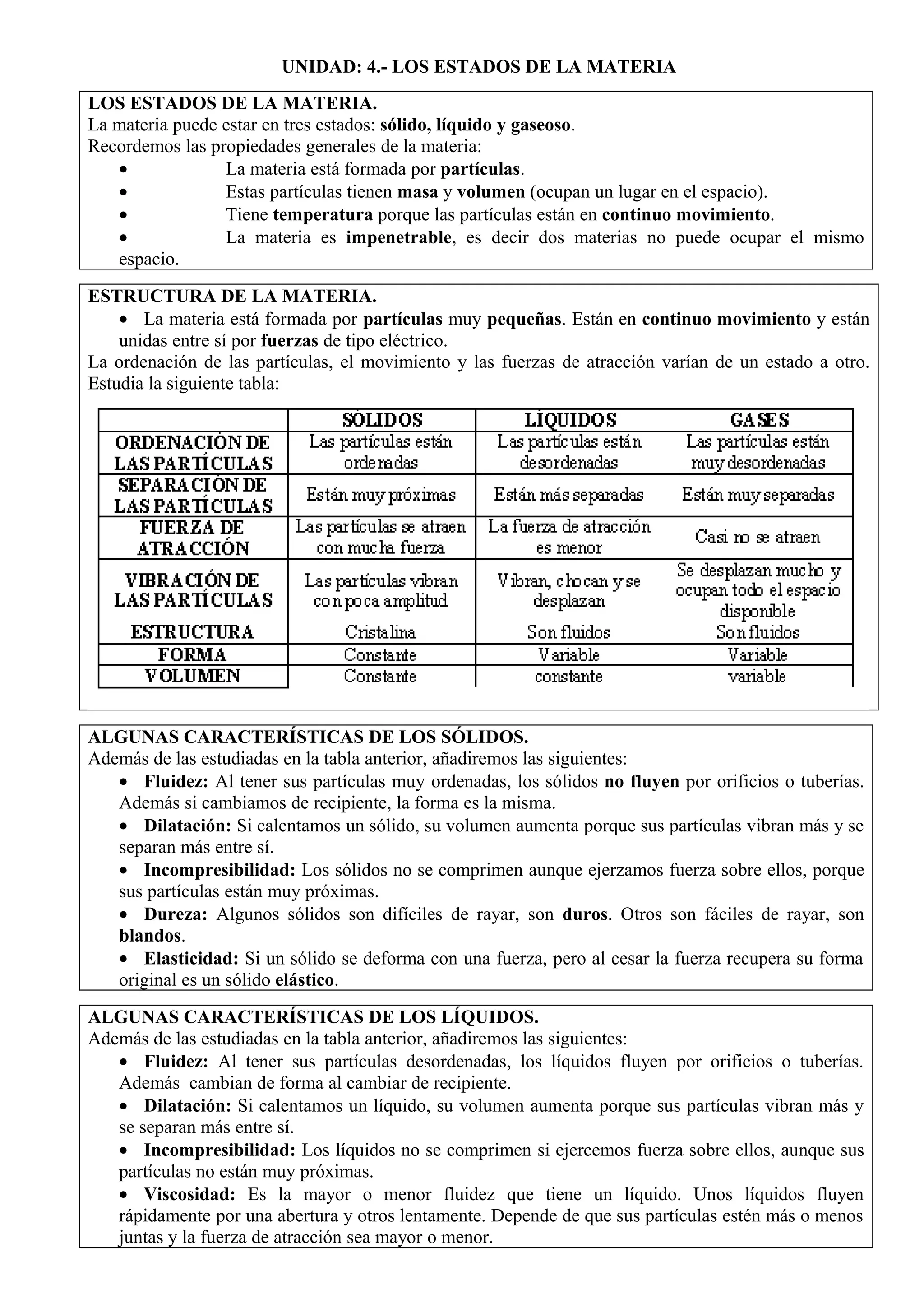 UNIT 04.- STATES OF MATTER (Worksheet) | PDF