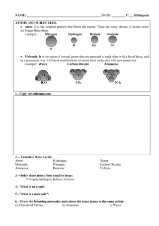 UNIT 04.- STATES OF MATTER (Worksheet) | PDF