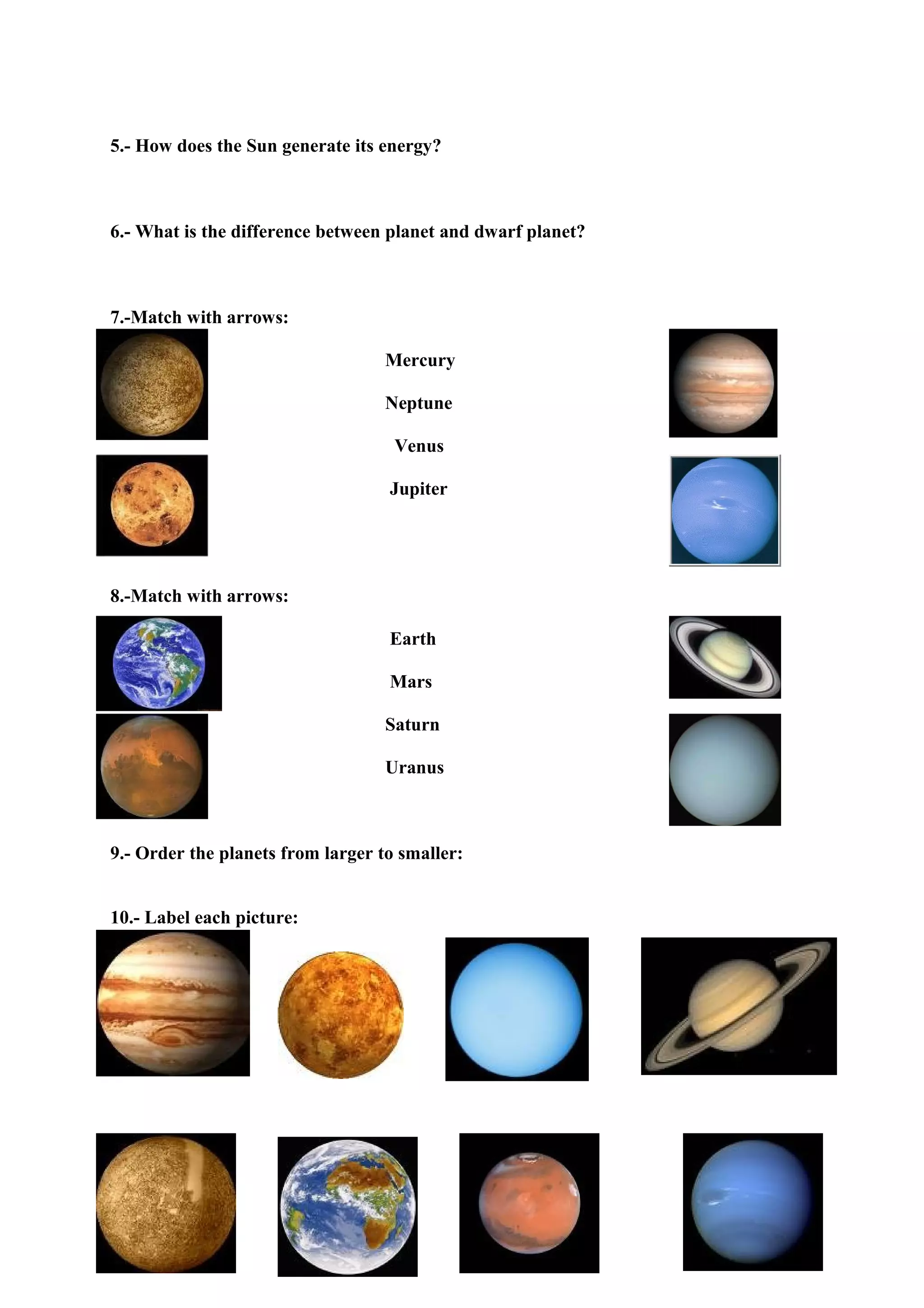 UNIT 01.- The universe (worksheet) | PDF