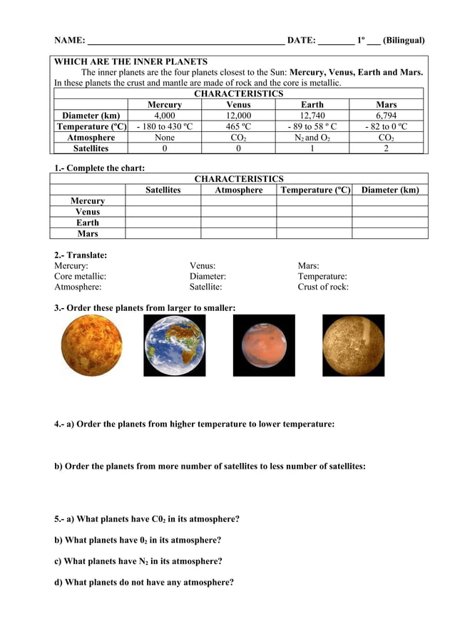 UNIT 01.- The universe (worksheet) | PDF