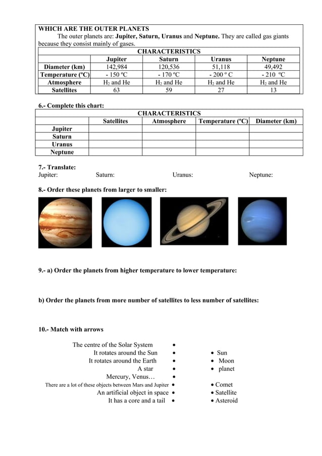 UNIT 01.- The universe (worksheet) | PDF