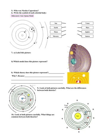 UNIT 01.- The universe (worksheet) | PDF