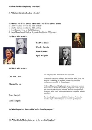 UNIT 09.- THE BIODIVERSITY AND THEIR CLASSIFICATION (Worksheet) | PDF