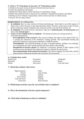 UNIT 09.- THE BIODIVERSITY AND THEIR CLASSIFICATION (Worksheet) | PDF