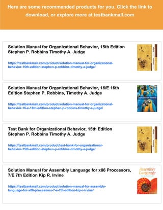Solution Manual for Organizational Behavior, 18th Edition, Stephen P ...