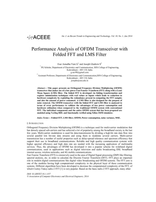 Performance Analysis of OFDM Transceiver with Folded FFT and LMS Filter | PDF