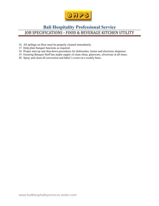 13573194 Fb Kitchen Utilities Job Specification Template | PDF