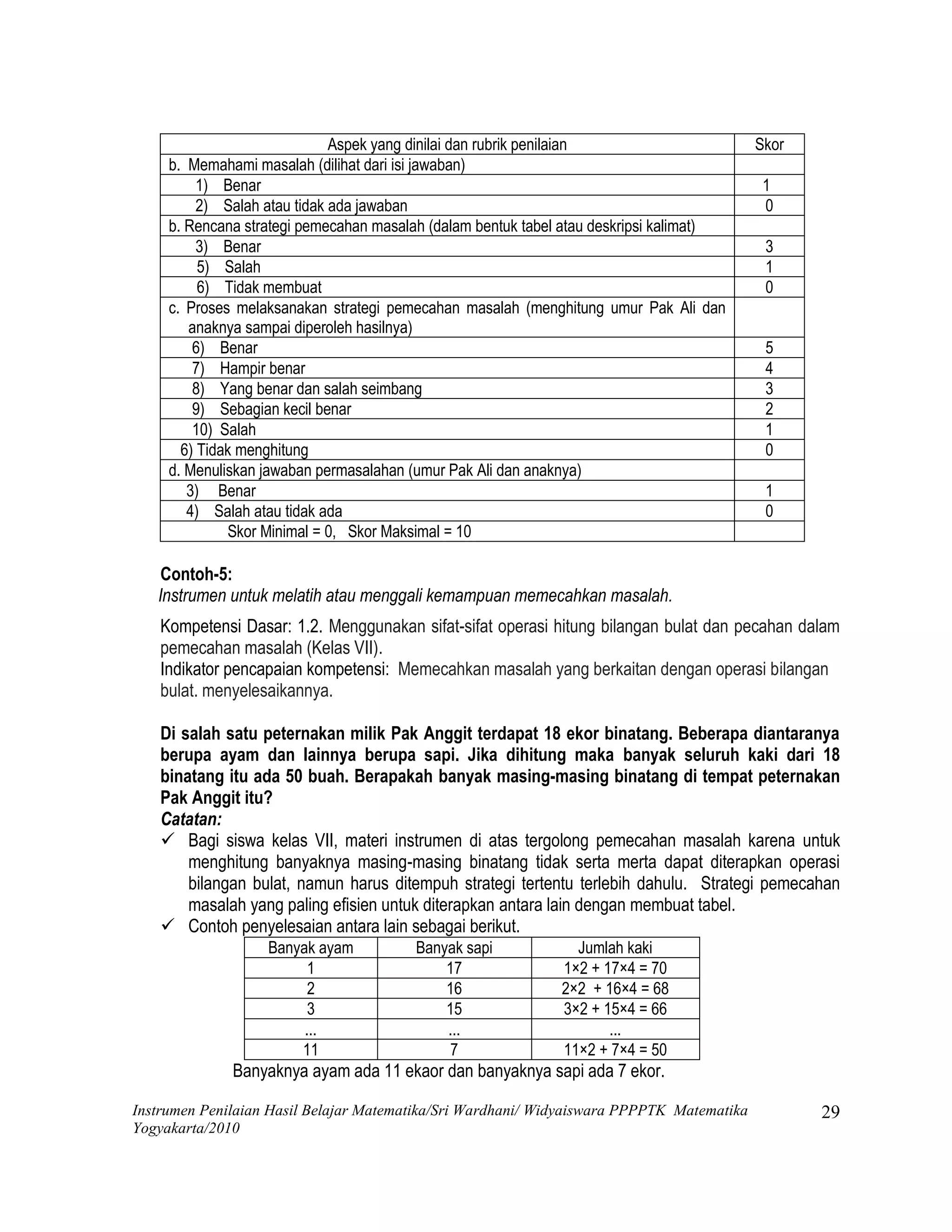135928077 instrumen-penilaian-mat-smp | PDF