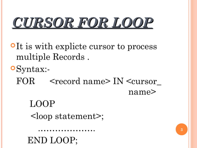 135 Cursor For Loop Ppt