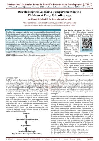 Developing the Scientific Temperament in the Children at Early ...