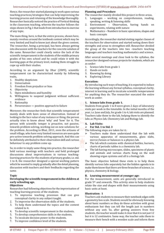 Developing the Scientific Temperament in the Children at Early Schooling Age | PDF