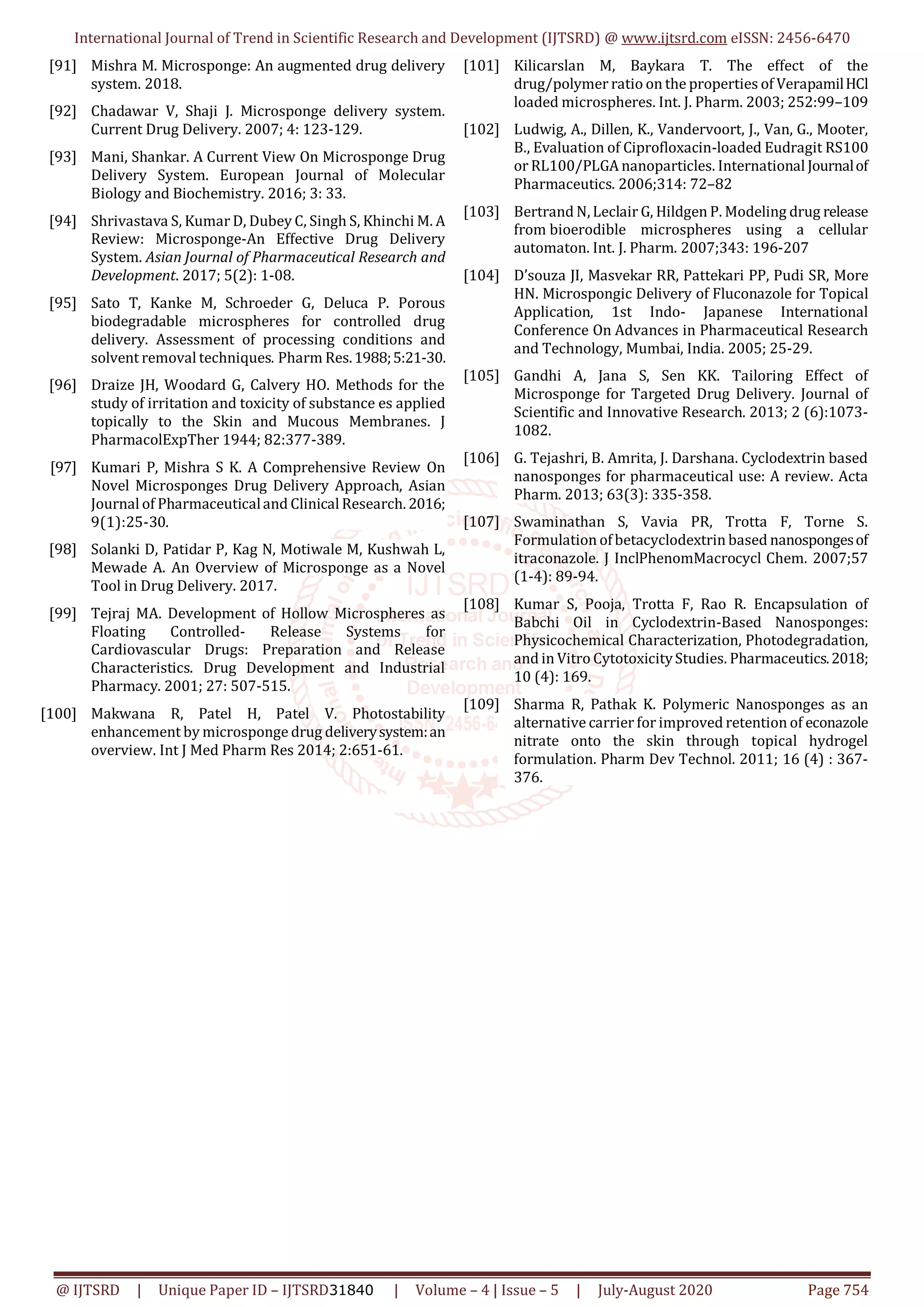 Microsponge An Aeon in Therapeutics | PDF